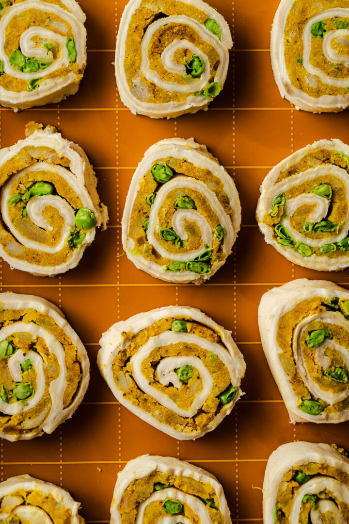 Puff Pastry Potato & Peas Samosa Pinwheels - Masala and Chai