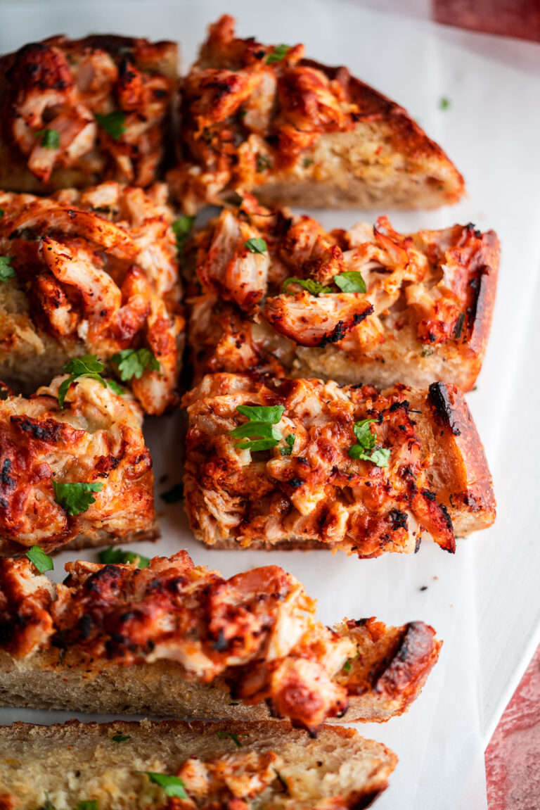Cheesy Tandoori Chicken Garlic Bread - Masala and Chai