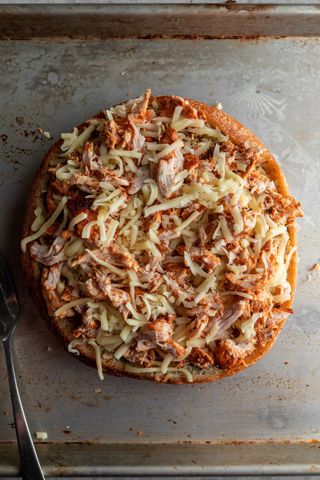 Cheesy Tandoori Chicken Garlic Bread - Masala and Chai