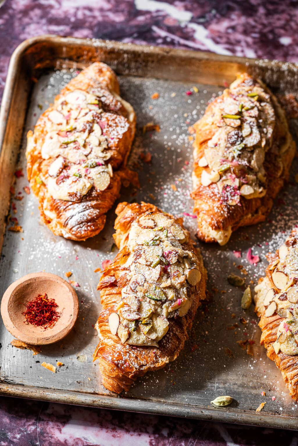 Indian-Fusion Almond Halwa Croissants - Masala and Chai