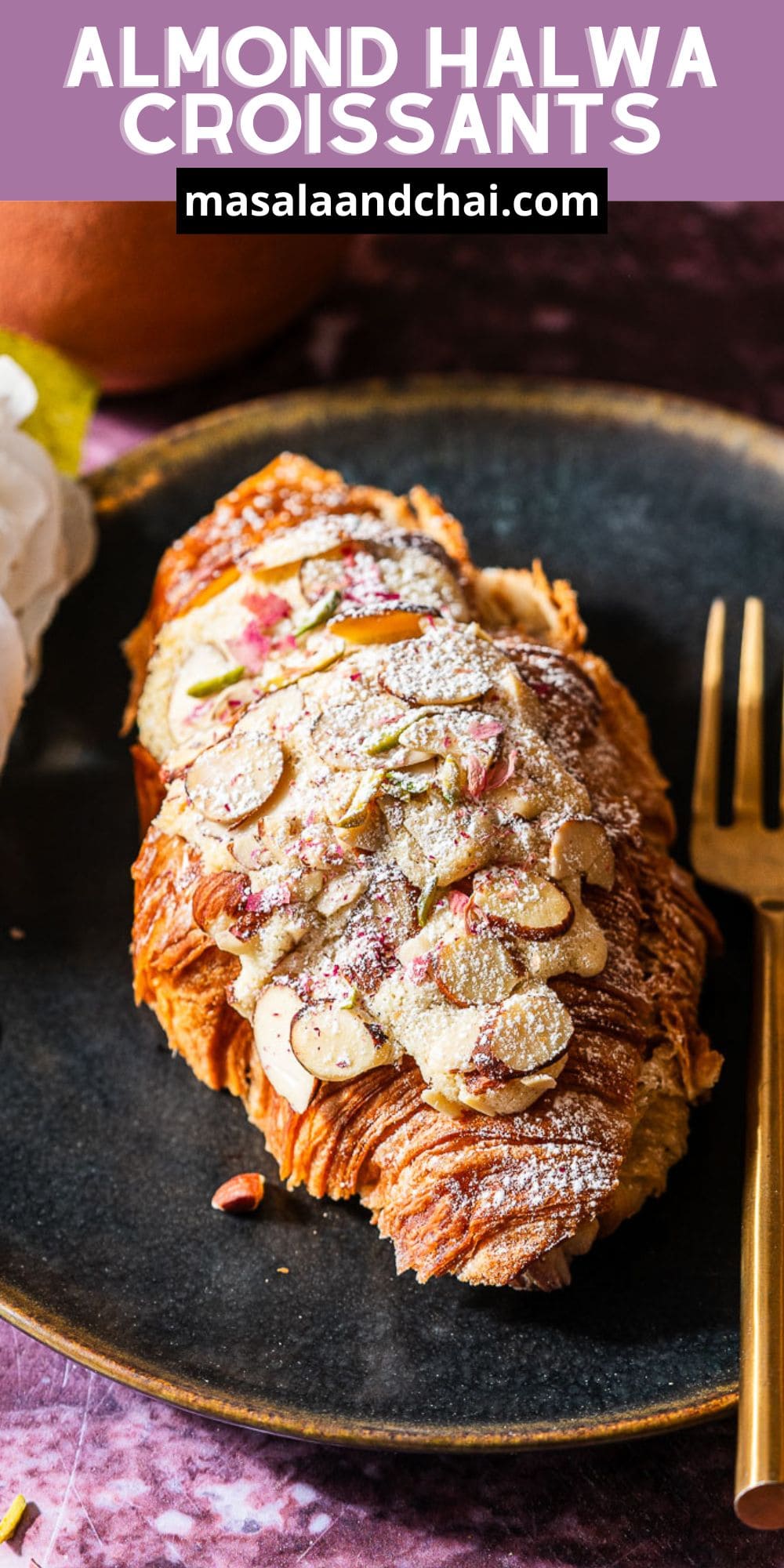 Indian-Fusion Almond Halwa Croissants - Masala and Chai