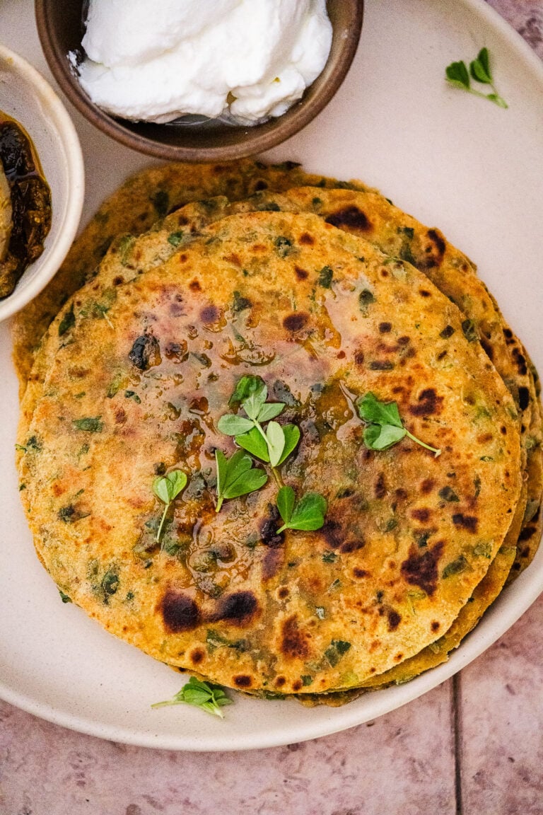 Methi Paratha (Fresh Fenugreek Flatbread) - Masala and Chai